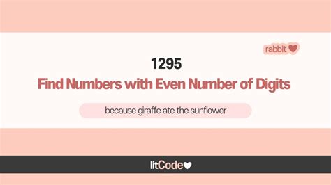 leetcode 1295 find numbers with even number of digits javascript solution youtube