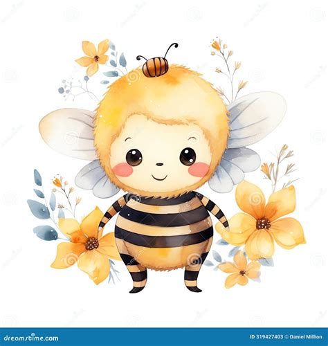 Beautiful Friendly Bee Clipart Illustration Royalty Free Cartoon