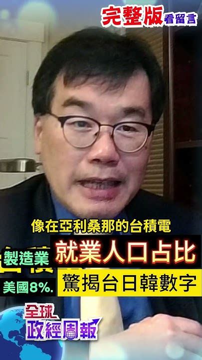 製造業在就業人口占比，美國8，驚揭台日韓數字嚇人，其中這國比例最高 Shorts 中天財經 全球政經周報 中天財經頻道