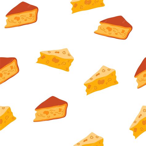 Premium Vector Cheeses Seamless Pattern Slices Of Delicious Cheeses