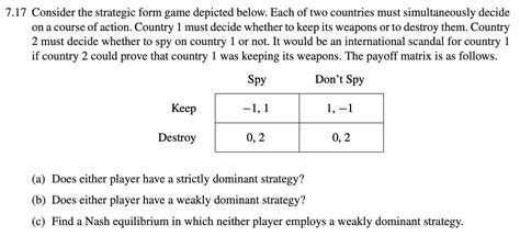 solved 7 17 consider the strategic form game depicted below