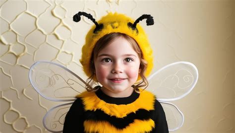 Portrait Of Young Girl With Cute Bee Costume Premium Ai Generated Image