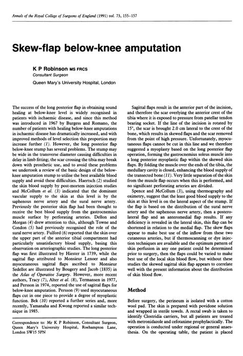 Skew Flap Below Knee Amputation Pmc