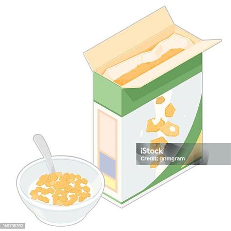 Kotak Sereal Isometrik Dengan Mangkuk Ilustrasi Stok Unduh Gambar