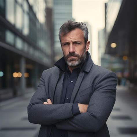 Premium Photo A Man In A Suit Standing In Front Of An Urban Background