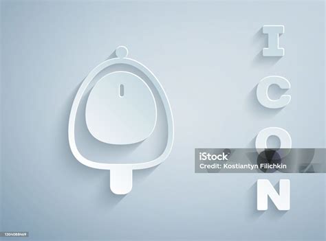 종이 컷 화장실 소변 또는 피소어 아이콘 회색 배경에 격리 남성 화장실에서 소변 화장실 화장실 화장실 화장실 종이 아트 스타일 벡터 3차원 형태에 대한 스톡 벡터 아트 및