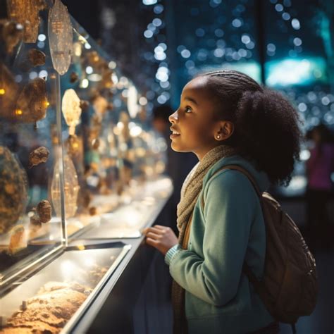Premium Photo Young Black Girl Looking At A Science Exhibit Close