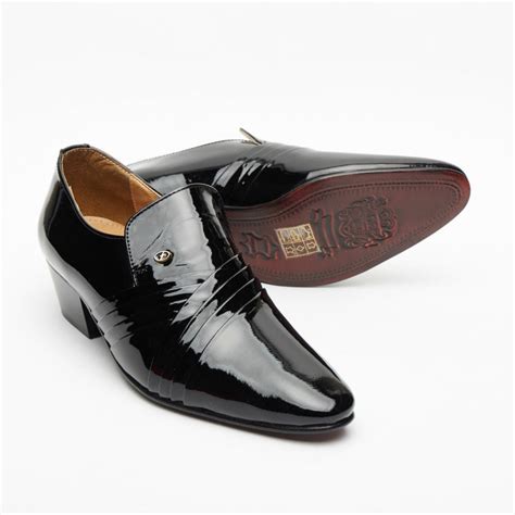 Lucini Lucini Formal Mens Cuban Heels Smart Formal Real Leather Slip On