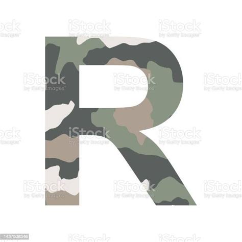 영어 알파벳 문자 R 흰색 배경에 고립 된 카키색 스타일 벡터 군사에 대한 스톡 벡터 아트 및 기타 이미지 군사 그래피티
