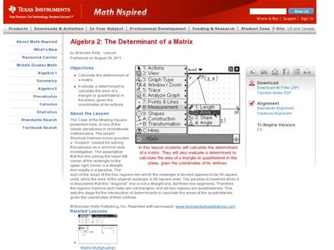 The Determinant Of A Matrix Lesson Plan For 9th 12th Grade Lesson Planet