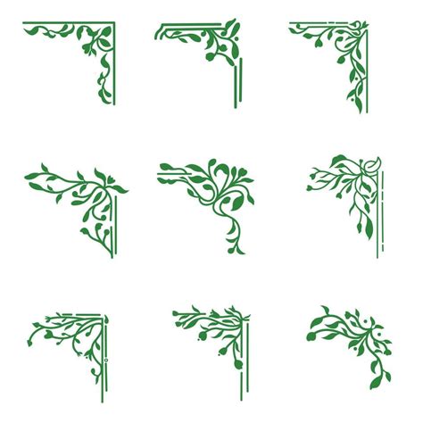 Botanical Corner Frames With Different Shapes Set Of Isolated Decorative Botanical Angle