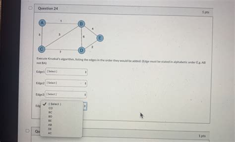 Solved Question Pts B Execute Kruskal S Chegg