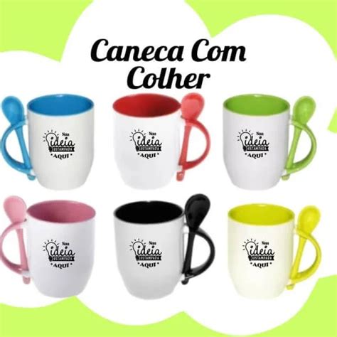Caneca interior alça e colher Colorida Lillipe Comunicação visual