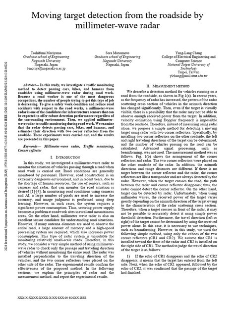 Moving Target Detection From The Roadside By Millimeter Wave Radar