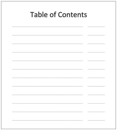 Table Of Contents Template Perfect Microsoft Word Table Of Regarding