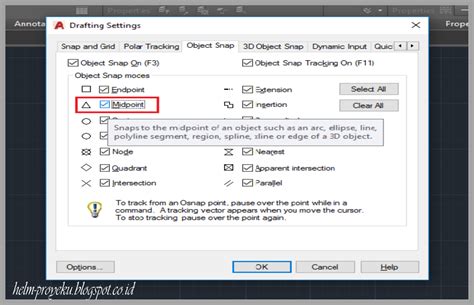 Cara Menampilkan Titik Tengah Midpoint Pada Aplikasi AUTOCAD Helm Proyeku
