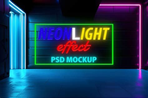 Premium Psd Psd Realistic Neon Light Effect Mockup