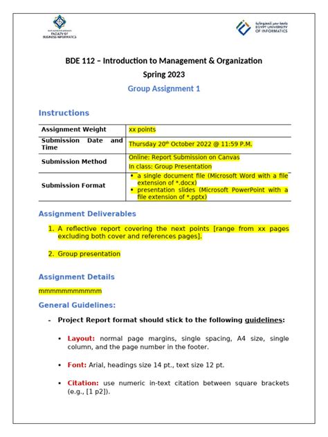 Assignment Templete 1 Pdf