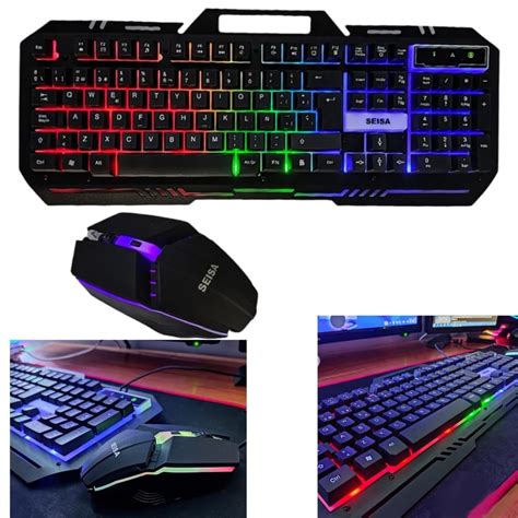 Combo Gamer Teclado LED RGB Mouse Con Base De Metal OEM Falabella