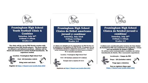 Jul 22 Framingham High School Youth Football Clinic Framingham Ma
