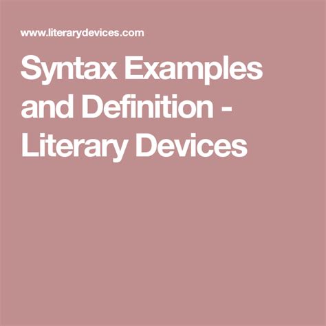 Syntax Examples And Definition Literary Devices Literary Devices