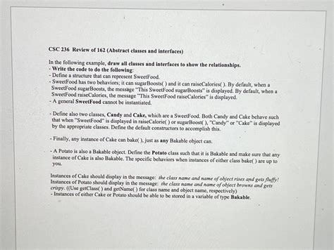 Solved Csc 236 ﻿review Of 162 Abstract Classes And