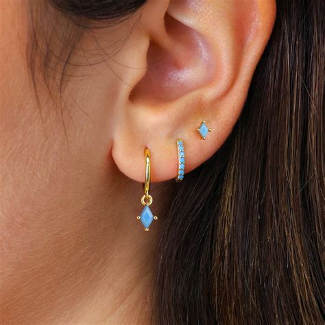 18k Turquoise Charlotte Hoop Earring Set Eyrful Artistry