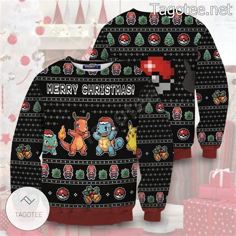 Pokemon Pixel Pikachu Xmas Ugly Christmas Sweater Tagotee