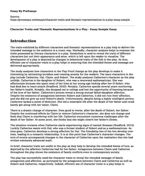 📚 Character Traits And Thematic Representations In A Play Essay Sample Free Essay Term