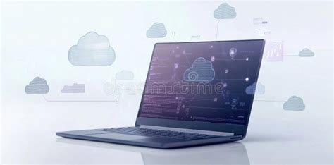Laptop Show Cloud Computing Concepts And Data Storage Solution Modern Technology Stock Image