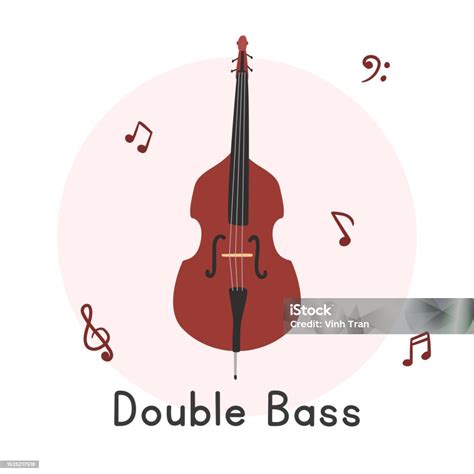 Gaya Kartun Clipart Double Bass Kontrabass Coklat Lucu Sederhana Bass