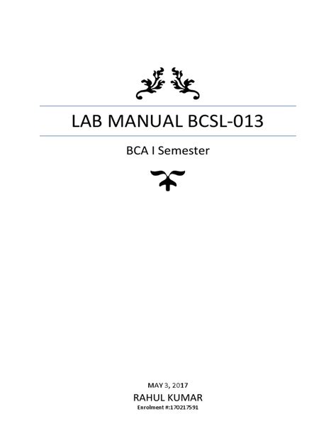 Bcsl 013 Lab Manual Download Free Pdf Microsoft Excel Spreadsheet