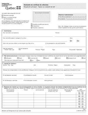 Fillable Online Formulaire De Certificat De S Lection Immigrer Au Qu