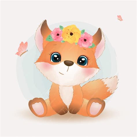 Premium Vector Cute Little Fox Illustration