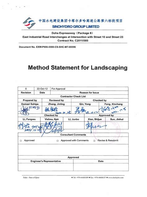 Doha Expressway Landscaping Method Statement Pdf Cardiopulmonary
