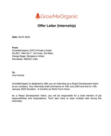 Arun Kumar On Linkedin Reactdeveloper Internship Growmeorganic Gratitude Careerjourney