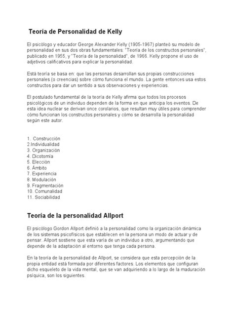 Teorías De La Personalidad Pdf Psicología De La Personalidad