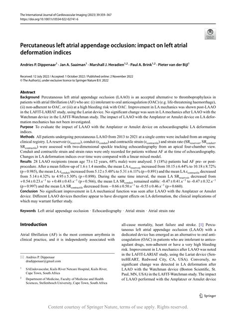 Percutaneous Left Atrial Appendage Occlusion Impact On Left Atrial
