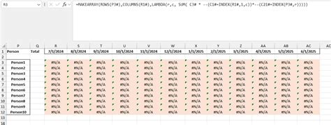 excel combine dissimilar spill arrays to calculate monthly contributions stack overflow