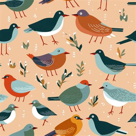 Premium Ai Image Cute Simple Bird Pattern