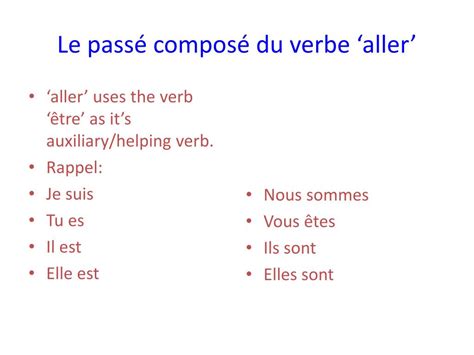 Ppt Le P Assé Composé Du Verbe ‘aller Powerpoint Presentation Id