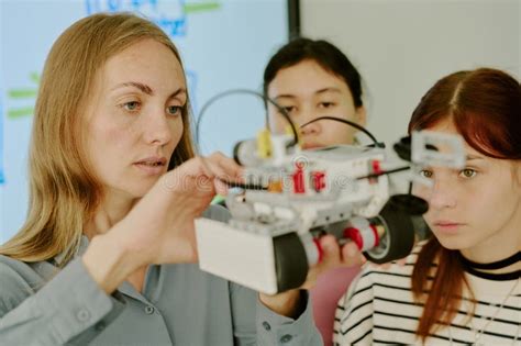 Robot In Hands Of Teacher Stock Image Image Of Classmate