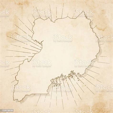 복고풍 빈티지 스타일의 우간다지도 오래된 질감의 종이 0명에 대한 스톡 벡터 아트 및 기타 이미지 0명 갈색 고대의