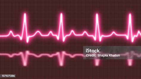 Ecg 또는 Ekg 그래프 심전도 심장 박동 열 펄스 빛나는 붉은 네온 불빛 배경 병원에 대한 스톡 벡터 아트 및 기타 이미지