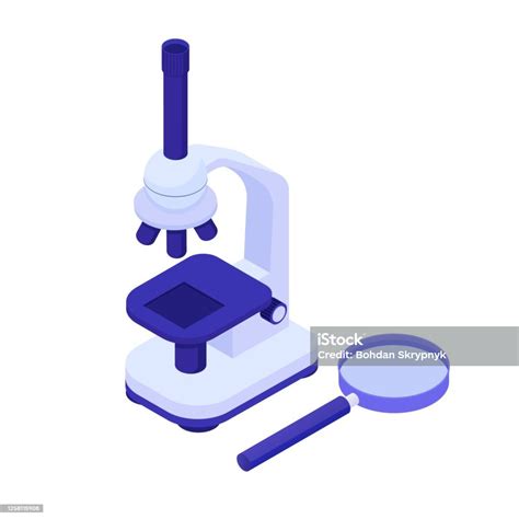 돋보기 그림과 현미경 과학 생물학적 연구 도구 새로운 감각적 발견 개념에 대한 스톡 벡터 아트 및 기타 이미지 개념 건강