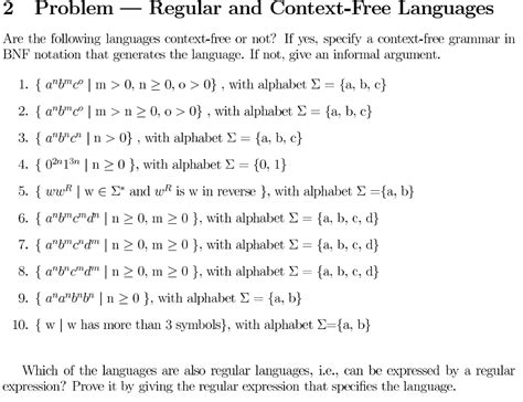 Solved 2 Problem Regular And Context Free Languages Are