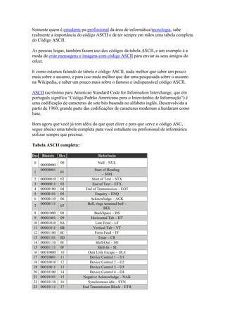 Tabela Asc Ii Completa DOCX