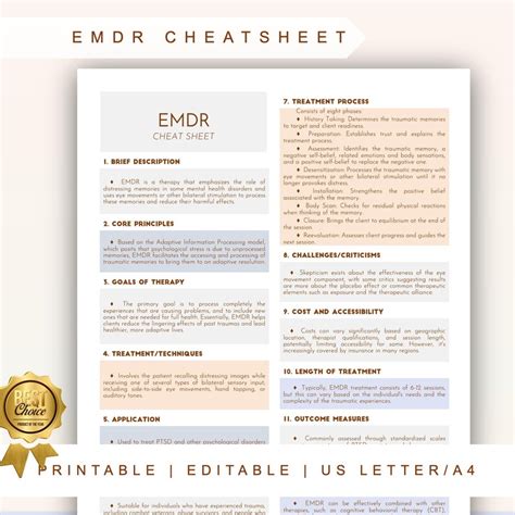 Emdr Therapy Cheat Sheet Eye Movement Desensitization And Reprocessing