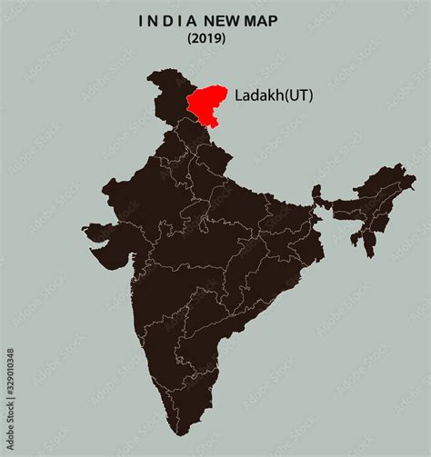 Ladakh New Map Ladakh In India Map Vector Illustration India New Map