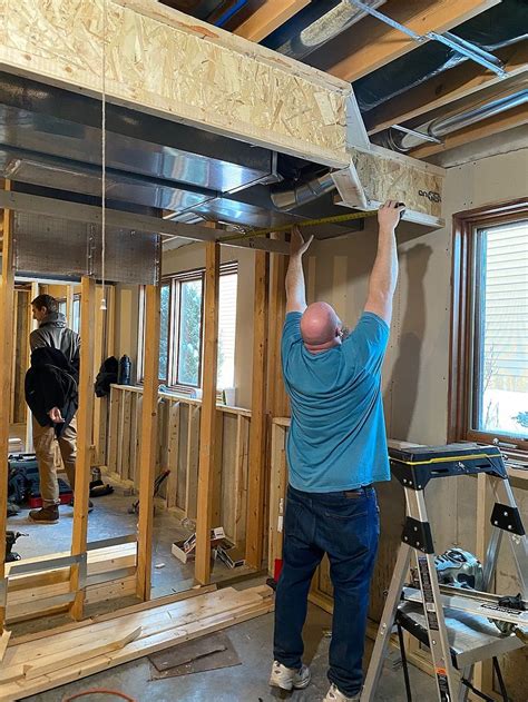 Jon Is Working On Framing Soffits Around The Hvac He S Using An